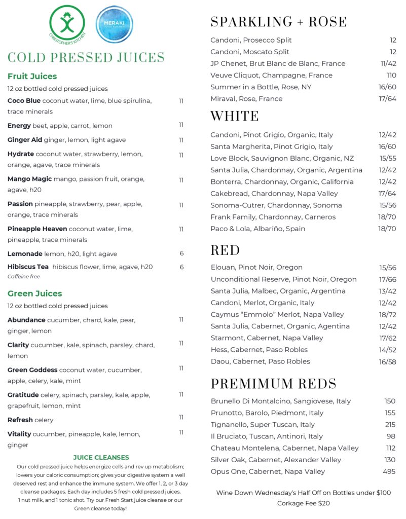 Menu – Christophers Kitchen